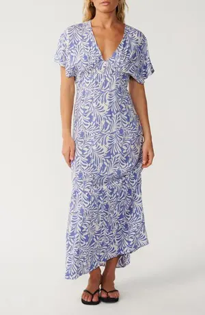 Rip Curl Party Wave Floral Print Maxi Dress - White/blue