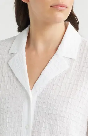 Eileen Fisher Texture Stretch Organic Cotton Camp Shirt