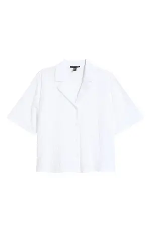 Eileen Fisher Texture Stretch Organic Cotton Camp Shirt