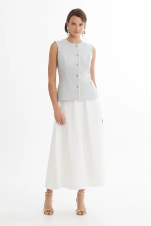 GIZIA Piped-detail Vest Skirt Set