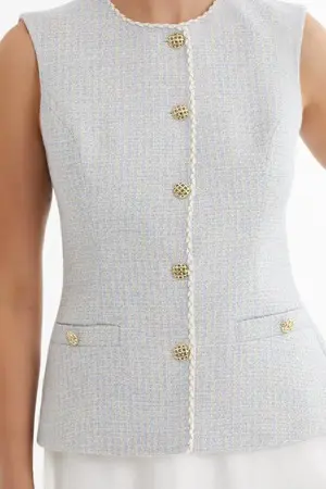GIZIA Piped-detail Vest Skirt Set