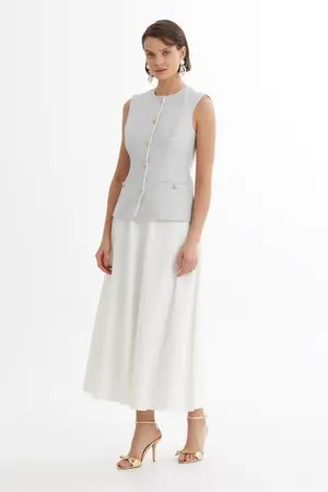 GIZIA Piped-detail Vest Skirt Set