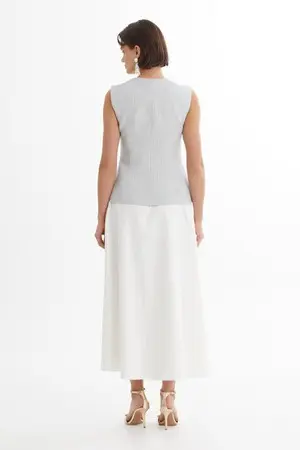GIZIA Piped-detail Vest Skirt Set
