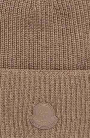 Moncler Logo Patch Virgin Wool & Cashmere Beanie