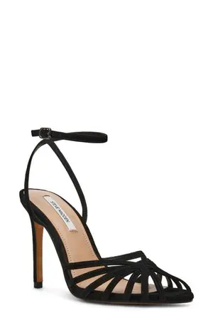 Steve Madden Mizuna Ankle Strap Stiletto Sandal - Black Leather