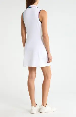 G/fore Sleeveless A-line Polo Dress With Striped Trim