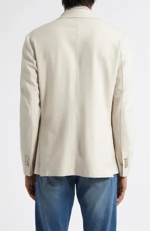 Eleventy Double Breasted Tan Knit Wool Blend Peak Lapel Sport Coat