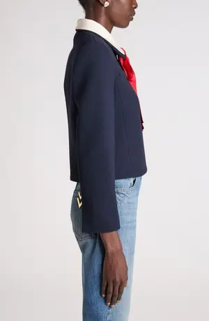 Valentino Garavani Layered Collar & Bow Wool Crepe Jacket