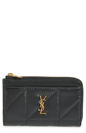 Saint Laurent Cassandre Leather Card Case - Noir