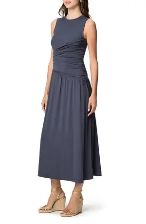 Paige Bonita Sleeveless Ruched Midi Dress