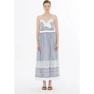 GIZIA Lace Trim Detail Dress - Blue