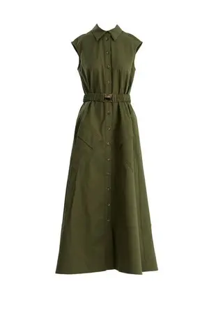 GIZIA Sleeveless Shirt Dress - Green