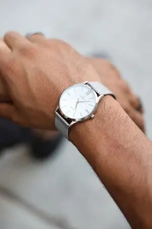 PEUGEOT Stainless Steel Mesh Bracelet Watch - Silver