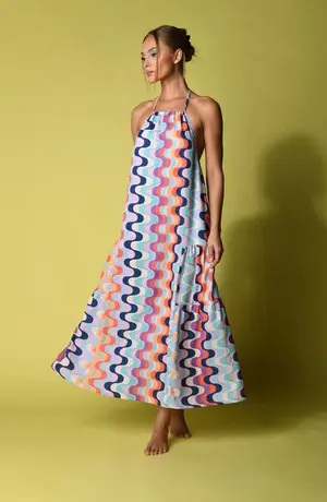 SUNSHINE 79 Untamed Tropics Halter Maxi Dress