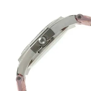 PEUGEOT Hexagonal Crystal Bezel Leather Watch 37mm - Pink