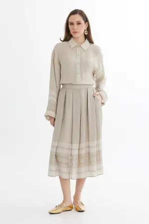 GIZIA Striped Midi Skirt