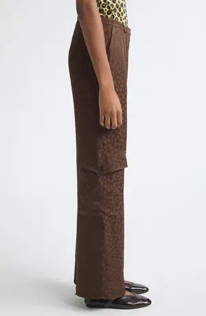 SIEDRES Kimmy Satin Jacquard Straight Leg Cargo Pants