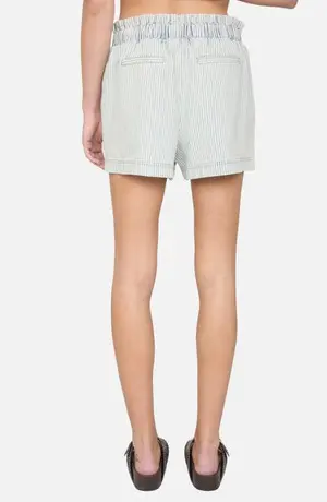 J.O.A. Striped Paperbag Waist Denim Shorts