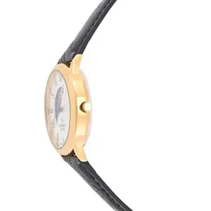 PEUGEOT Vintage Left Window Sun Moon Leather Watch- 38mm - Black
