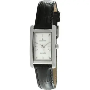 PEUGEOT Classic Rectangular Contour Leather Watch- 34x20mm - Black
