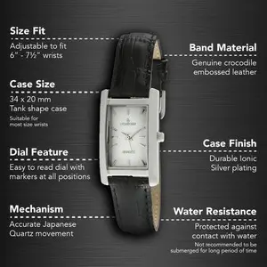 PEUGEOT Classic Rectangular Contour Leather Watch- 34x20mm