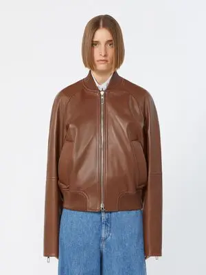 Max Mara Nappa Leather Bomber Jacket