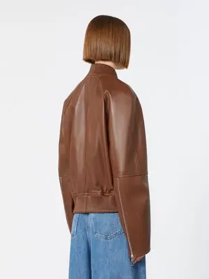 Max Mara Nappa Leather Bomber Jacket