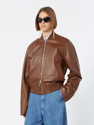 Max Mara Nappa Leather Bomber Jacket
