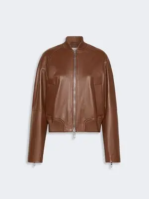 Max Mara Nappa Leather Bomber Jacket