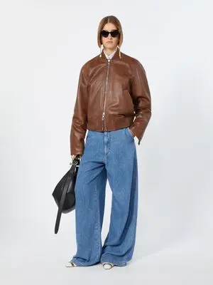 Max Mara Nappa Leather Bomber Jacket