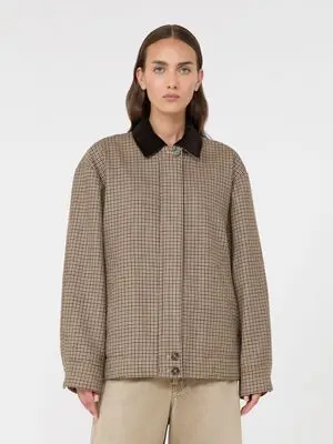 Max Mara Houndstooth Wool Bomber Jacket