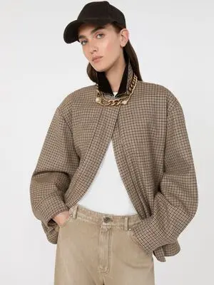 Max Mara Houndstooth Wool Bomber Jacket