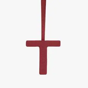 Cuyana Letter Keychain T - Ruby/nude