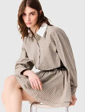 Maje Short Rhinestone Checked Dress