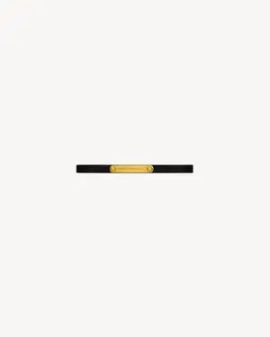 Saint Laurent Engraved Plaque Bracelet In Smooth Leather And Metal - Black
