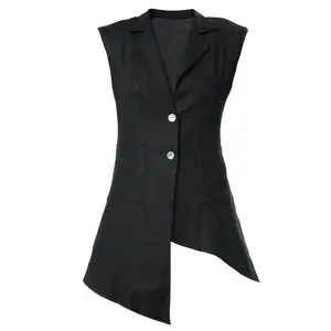 METAMORPHOZA Asymmetric Buttoned Top With Linen - Black