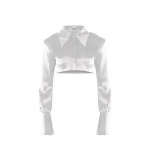 VESTIAIRE D'UN OISEAU LIBRE Cropped Silk Shirt - White