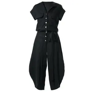 METAMORPHOZA Relaxed Jumpsuit With Linen - Black