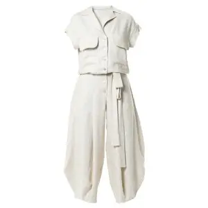 METAMORPHOZA Neutrals Relaxed Jumpsuit With Linen - Beige