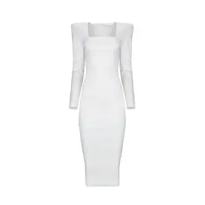 VESTIAIRE D'UN OISEAU LIBRE Padded Shoulders Midi Dress - White