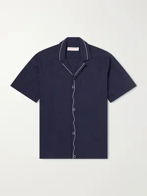 Orlebar Brown Maitan Embroidered Cotton Shirt - Blue