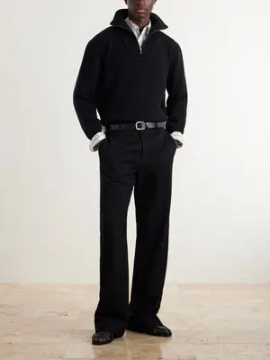 Saint Laurent Ribbed Wool Half-zip Rollneck Sweater