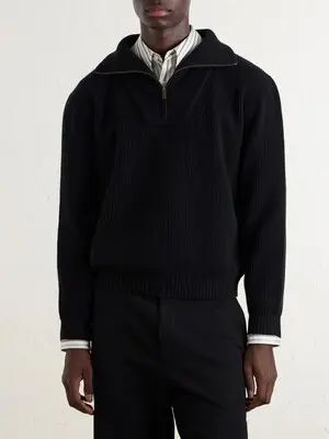 Saint Laurent Ribbed Wool Half-zip Rollneck Sweater