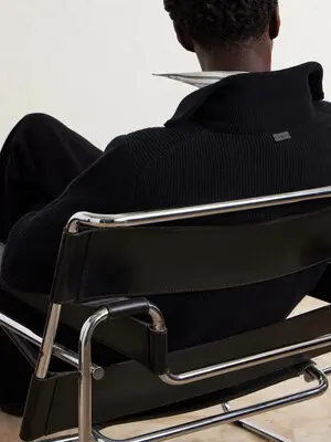 Saint Laurent Ribbed Wool Half-zip Rollneck Sweater
