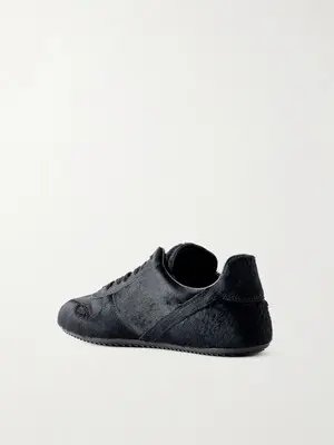 Rick Owens Paneled Pony Hair Lace-up Sneakers
