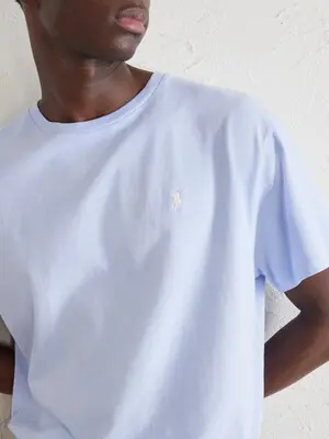 Polo Ralph Lauren Logo-embroidered Cotton-jersey T-shirt - Blue