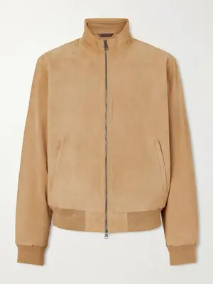 Polo Ralph Lauren Suede Bomber Jacket - Neutrals