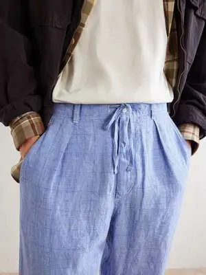 Polo Ralph Lauren Wide-leg Checked Woven Linen Trousers