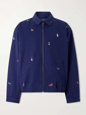 Polo Ralph Lauren Logo-embroidered Cotton-twill Blouson Jacket - Navy