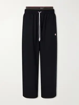 PALY HOLLYWOOD Wide-leg Wool-blend Sweatpants - Black